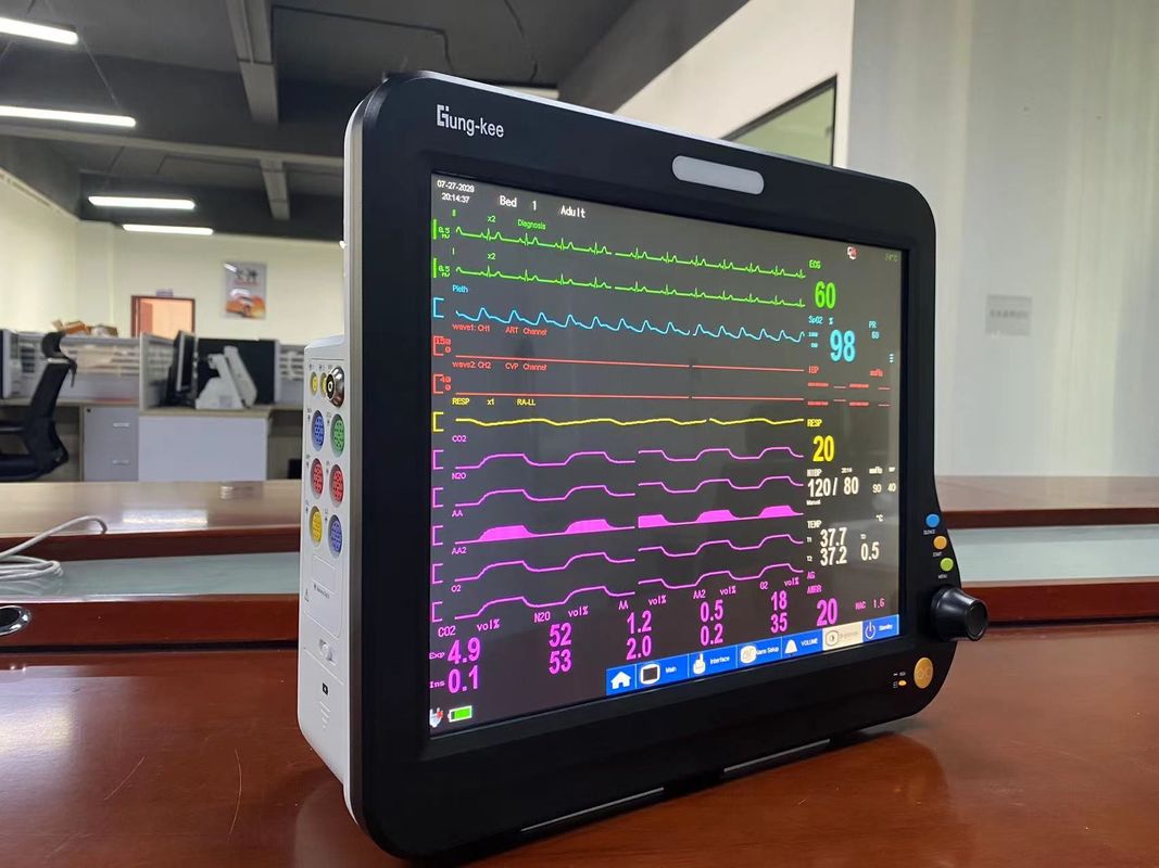 15 Inch TFT LCD Screen ICU Cardiac Monitor , SPO2 Multi Parameter ...