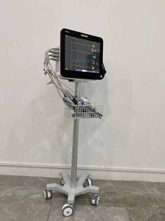 800-1020mm Cardiac Patient Monitor Trolley with 3 Inch Silent Wheels